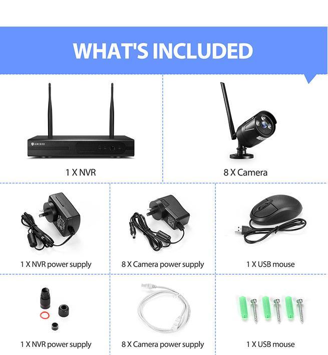 Anisee 1080P Full HDWireless CCTV Camera Smart Security System with NVR