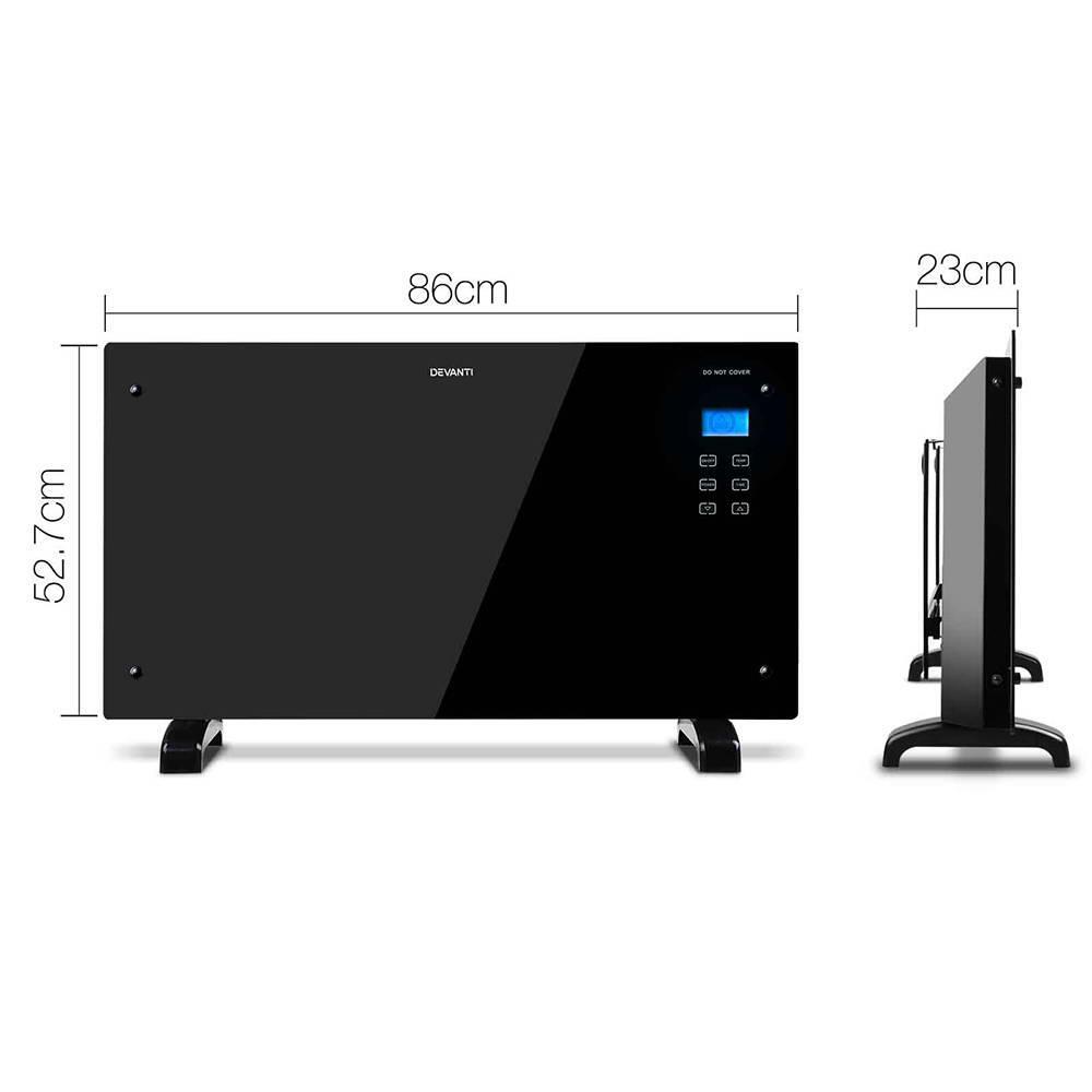 Devanti Electric Glass Panel Heater Portable Convection Wall Mountable ...