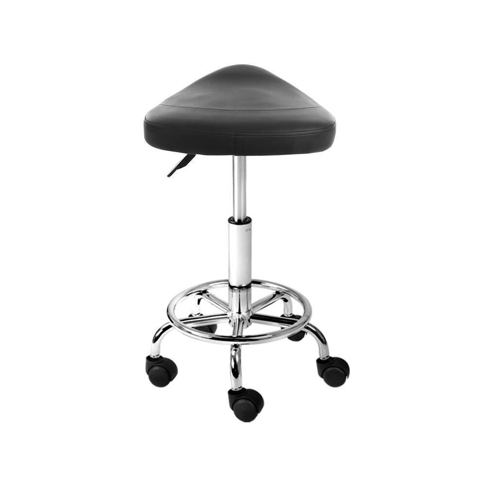 Artiss SADDLE Salon Stool Black PU Swivel Barber Hair Dress Chair ...