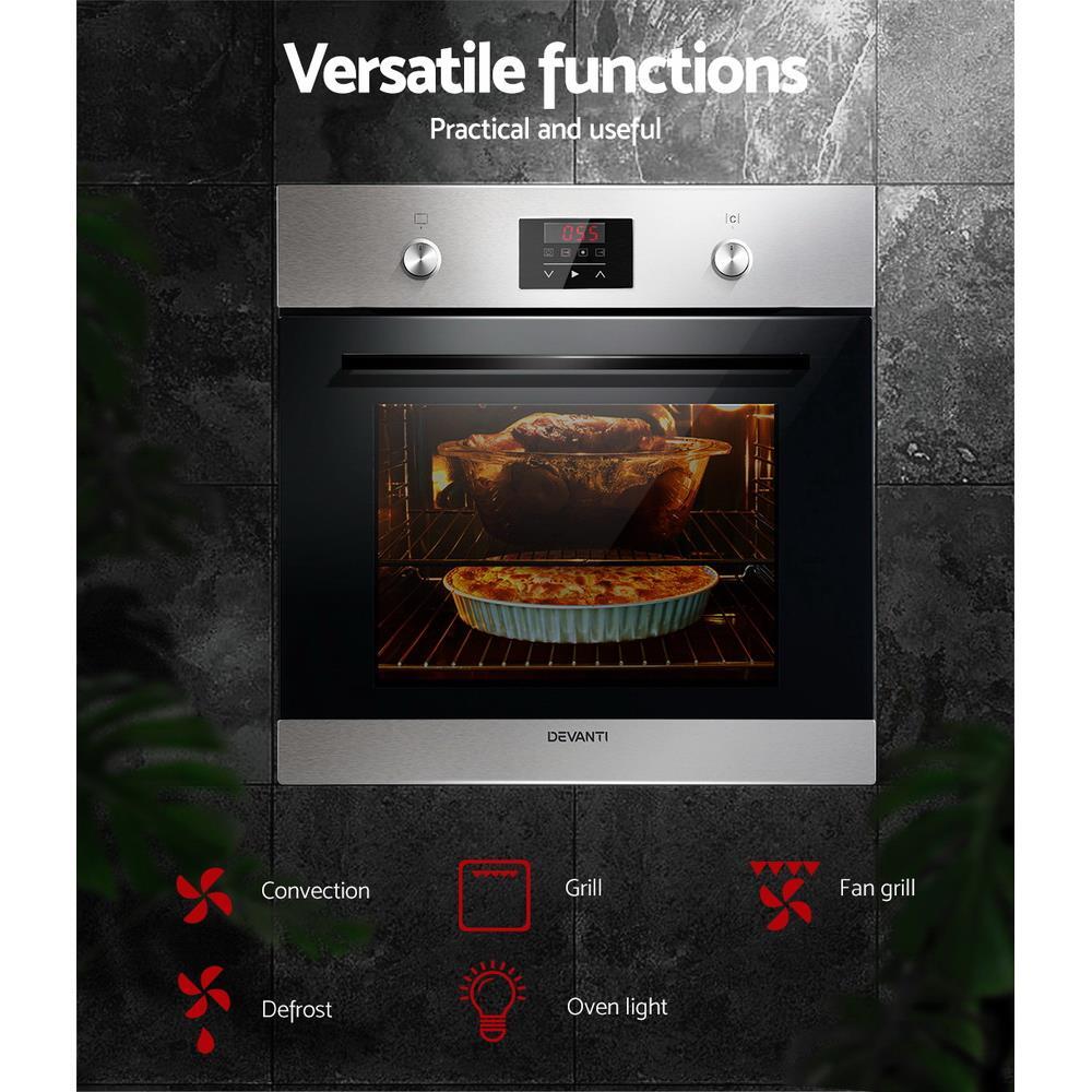 Devanti Built in Oven 60cm Wall Electric Convection Grill Stove ...