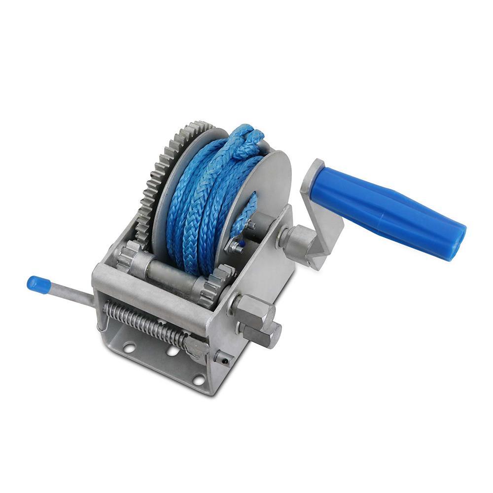 Giantz 3 Speed Hand Winch 2000KG/4410LBS Dyneema Synthetic Rope Boat ...