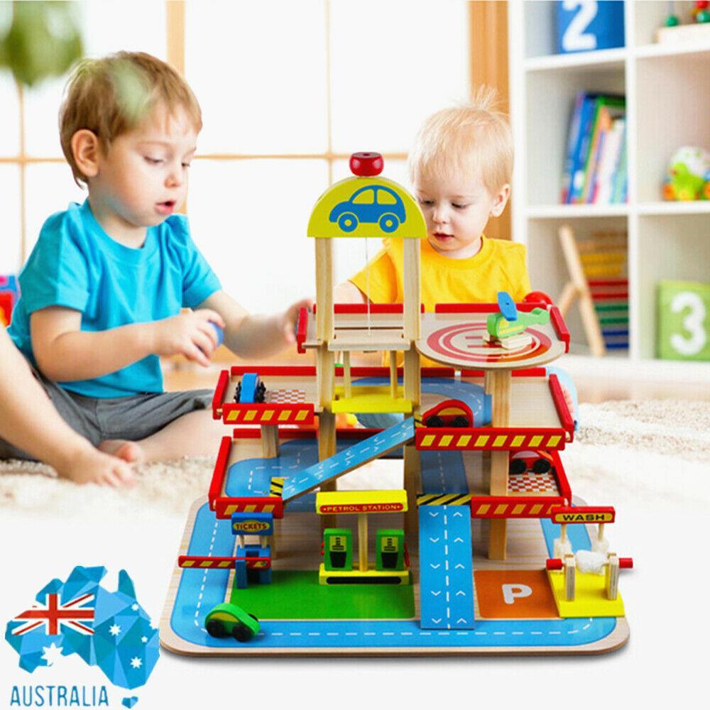 Wooden Car Garage Toy Car Park Car Ramp Car Parking Garage Playset