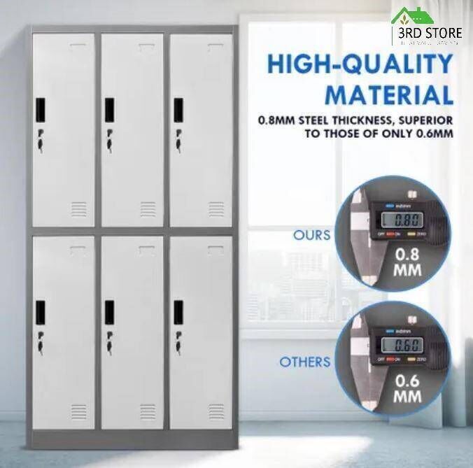 6 Doors Locker Cabinet Steel Storage Cabinet Cupboard Office Metal Cabinet