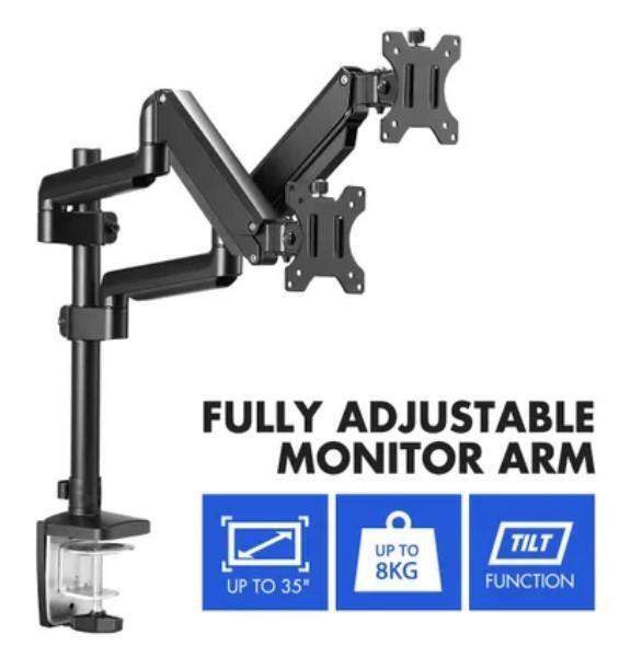 RETURNs Monitor Stand Dual Arm Computer Screen Bracket Desk Mount Tilt ...