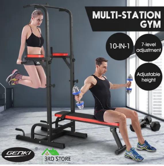 Genki Power Tower Dip Bar Pull Up Station Fitness Weight Bench Home Gym ...