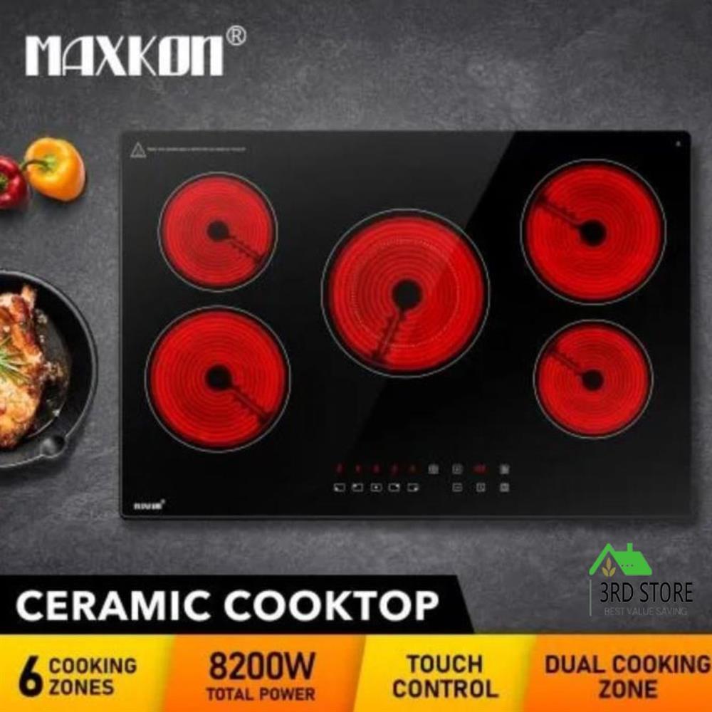 Maxkon 75CM Ceramic Cooktop Electric Touch Screen 5 Burners Stove Cook Top