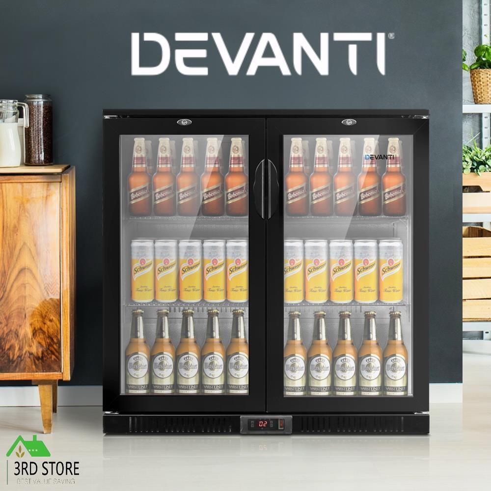 RETURNs Devanti 198L Bar Fridge Dual Glass Door Mini Freezer ...