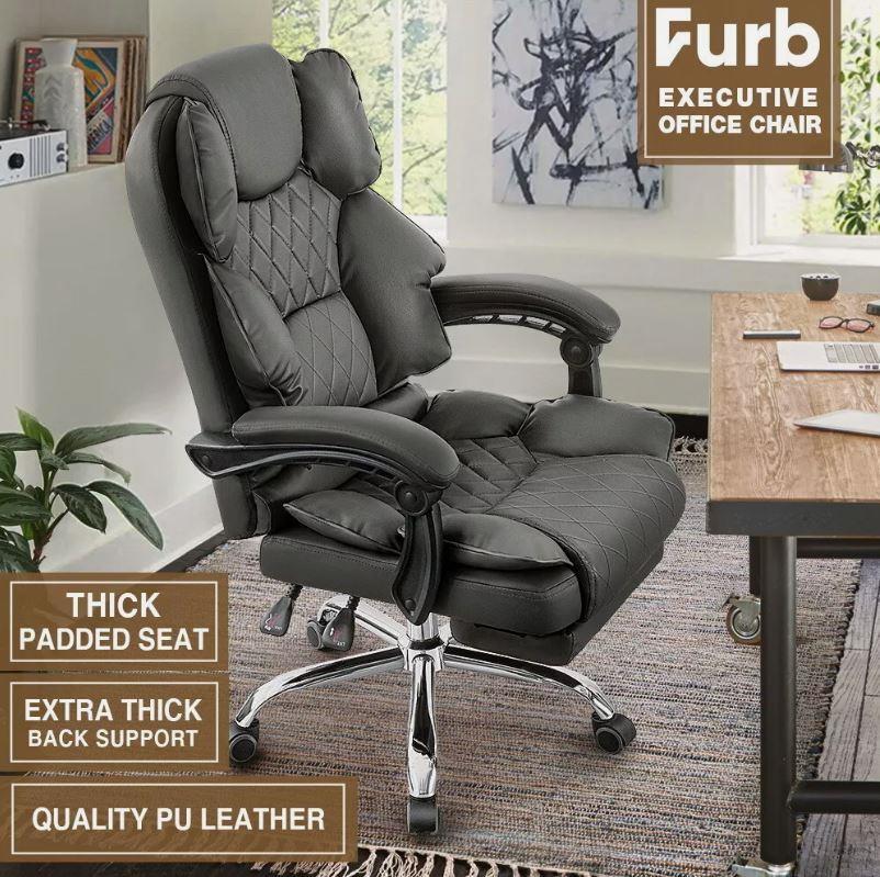 Furb Ergonomic Reclining Executive Office Desk Chair Footrest Height ...