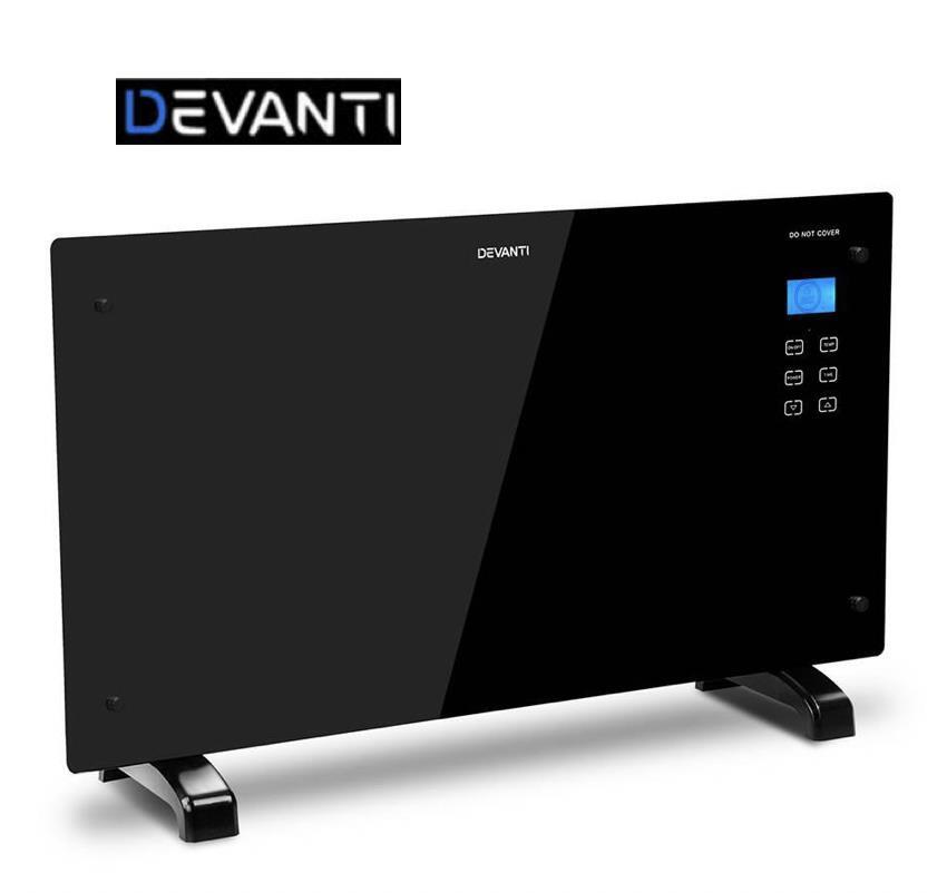 Devanti Electric Glass Panel Heater Portable Convection Wall Mountable ...
