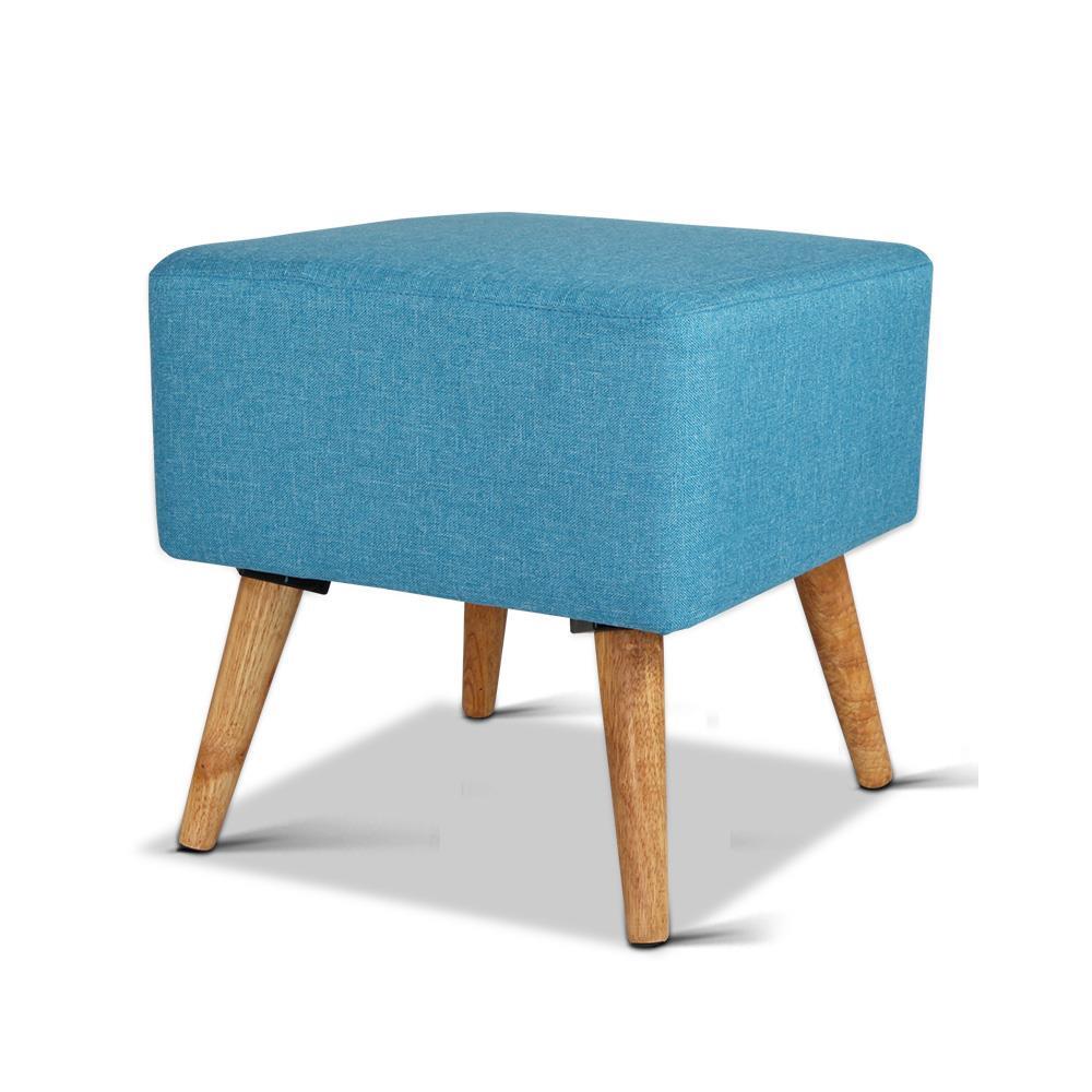 Artiss Fabric Square Foot Stool - Blue