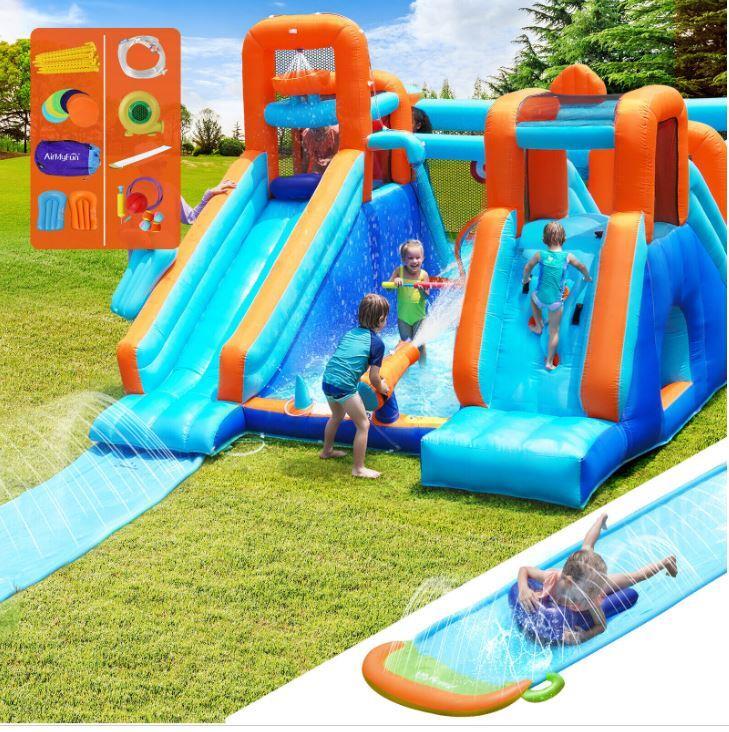AirMyFun 12 Play Zones Inflatable Water Slide Park Jumping Castle ...