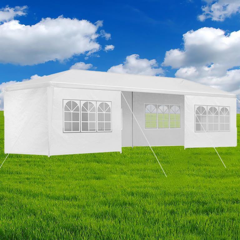 Gazebo 3x9m Outdoor Marquee side Wall Gazebos Tent Canopy Camping White ...