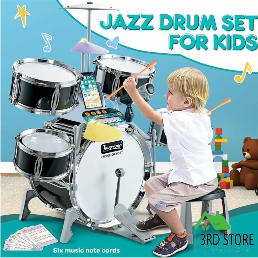 Kids Junior Drum Kit Music Set Electronic drama w/ multi-functional ...